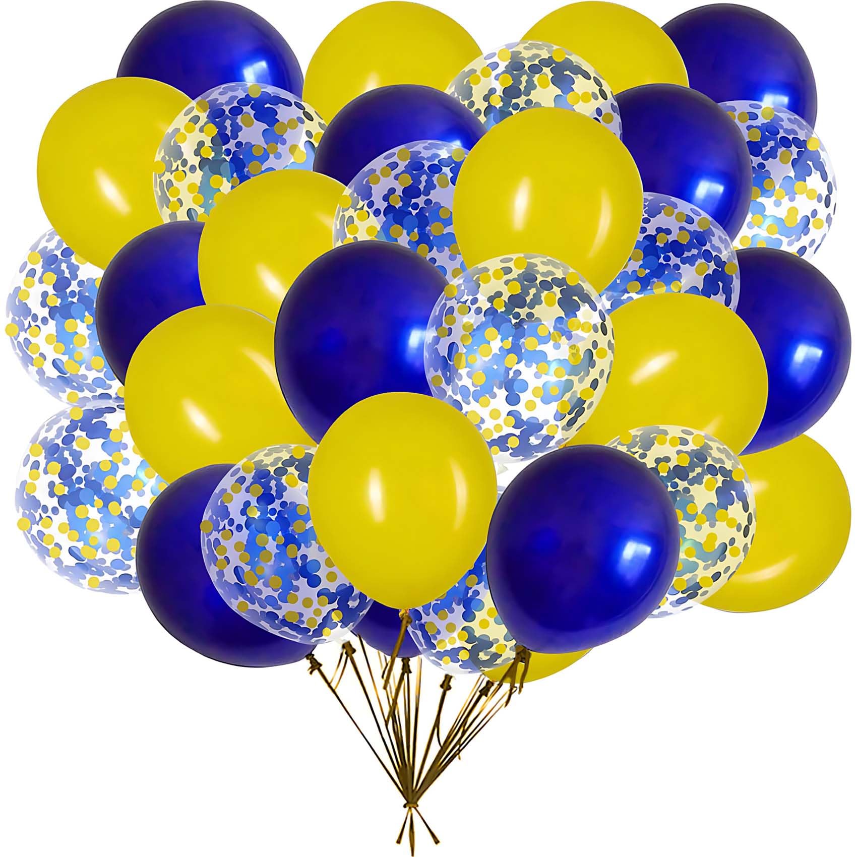 Amazon.com: BRZIKWT 50Pcs 12inch Navy Blue Yellow Confetti Balloons ...