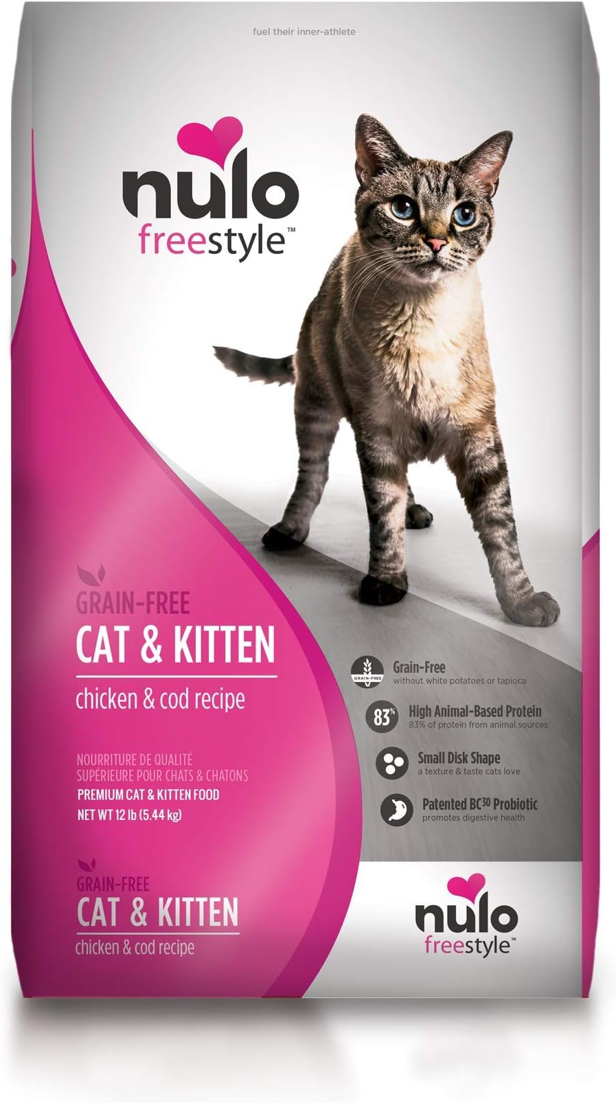 Amazon.com : Nulo Adult & Kitten Grain Free Dry Cat Food With Bc30 Probiotic (Chicken, 12Lb Bag ...