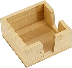 Wood Color Bamboo Sticky Note Holder with Dual Slots, Self-Stick Note ...