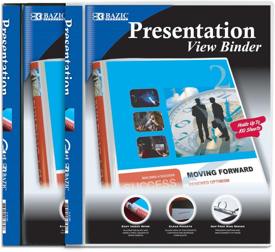 Amazon.com : BAZIC 1/2" Poly 3-Ring Presentation View Binder w/ Pocket ...