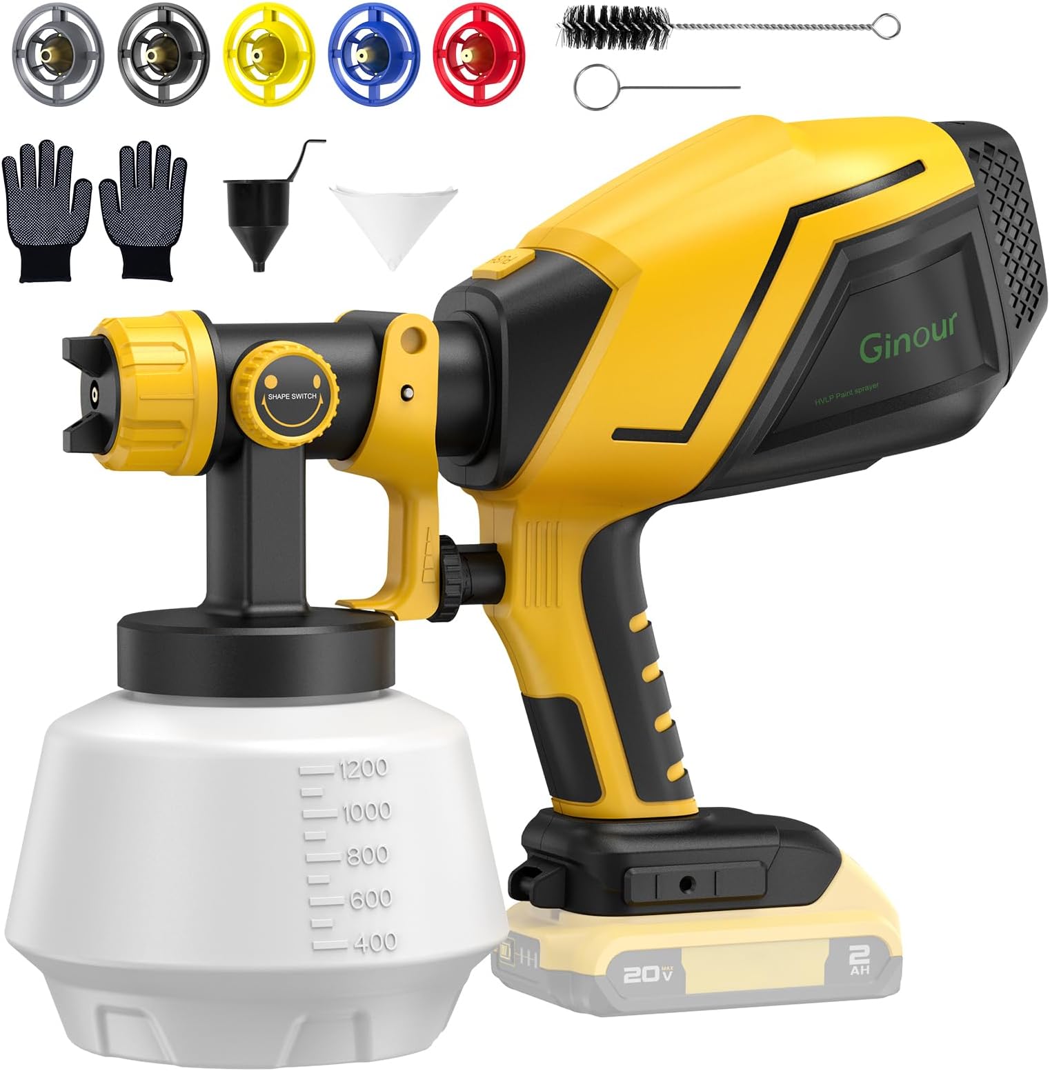 Amazon.com : Ginour Cordless Paint Sprayer for Dewalt 20V Battery ...