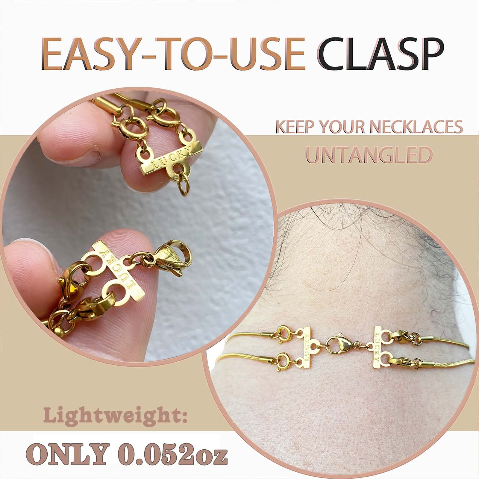 Snapklik.com : Lucky Necklace Layering Clasp 18K Gold And Silver Multi ...