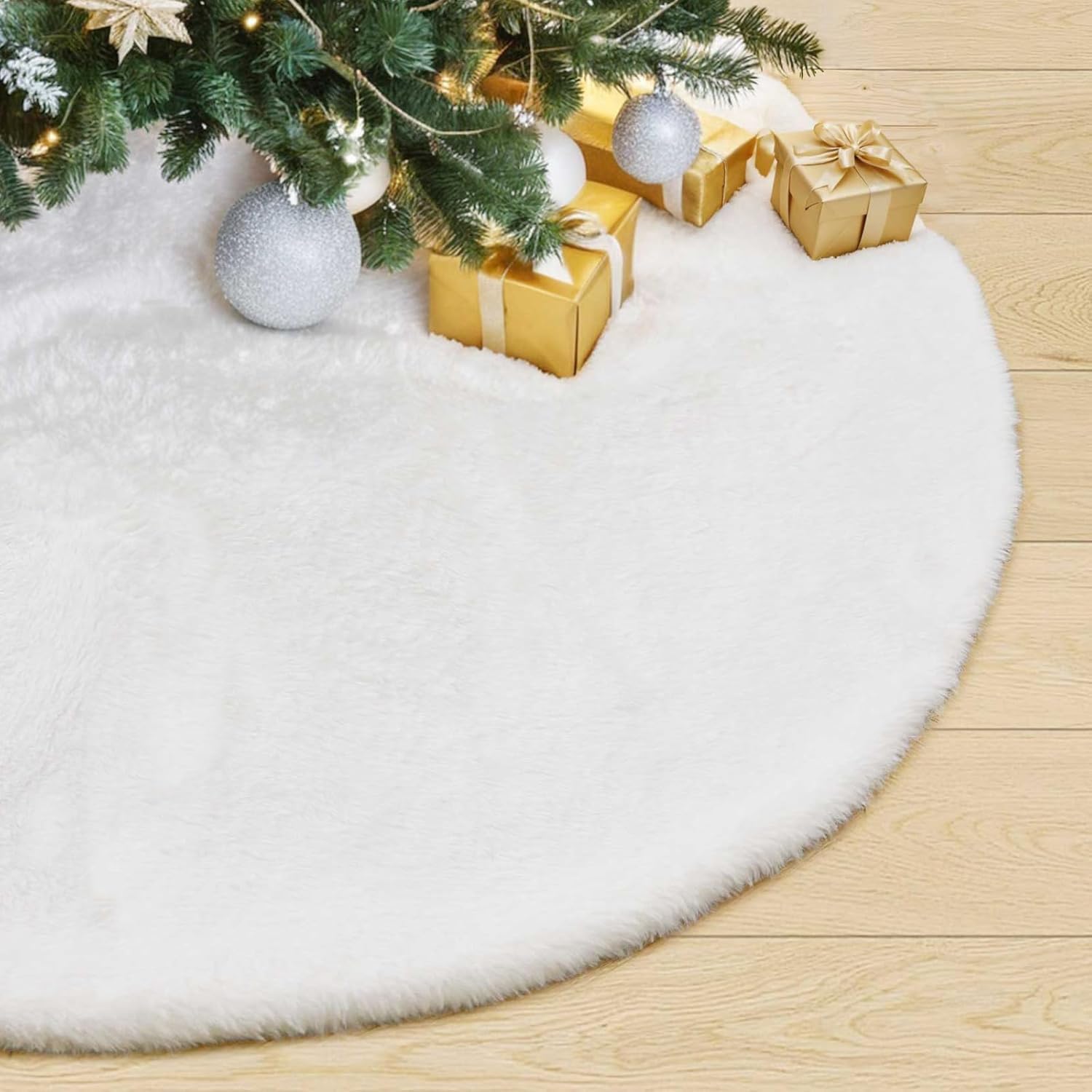 Amazon.com: Mini Tree Skirts White Christmas Tree Skirts 24 Inches Faux ...