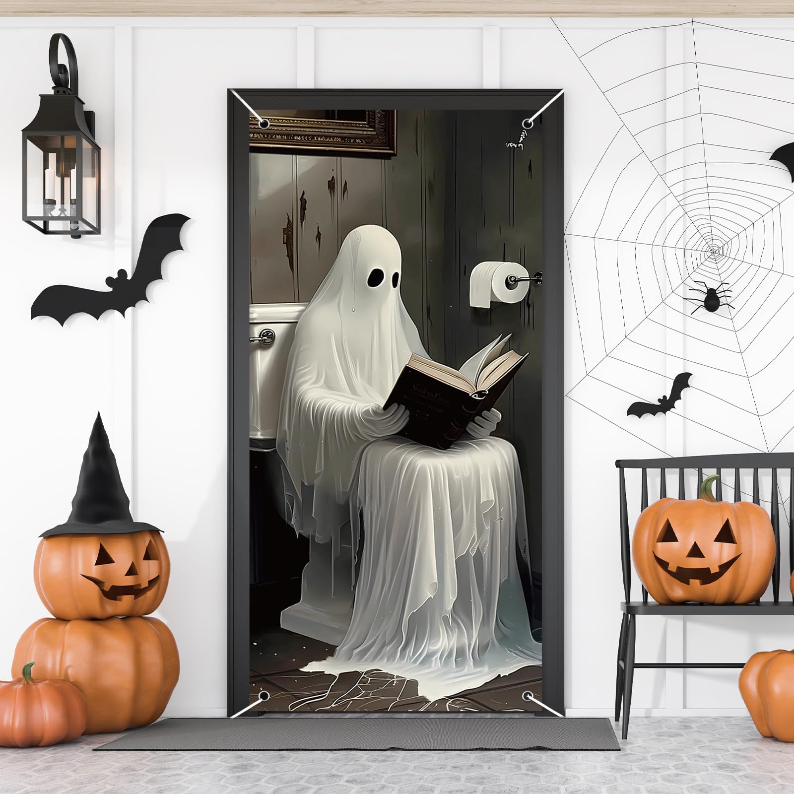 Amazon.com: Halloween Door Cover Halloween Party Decorations Scary ...