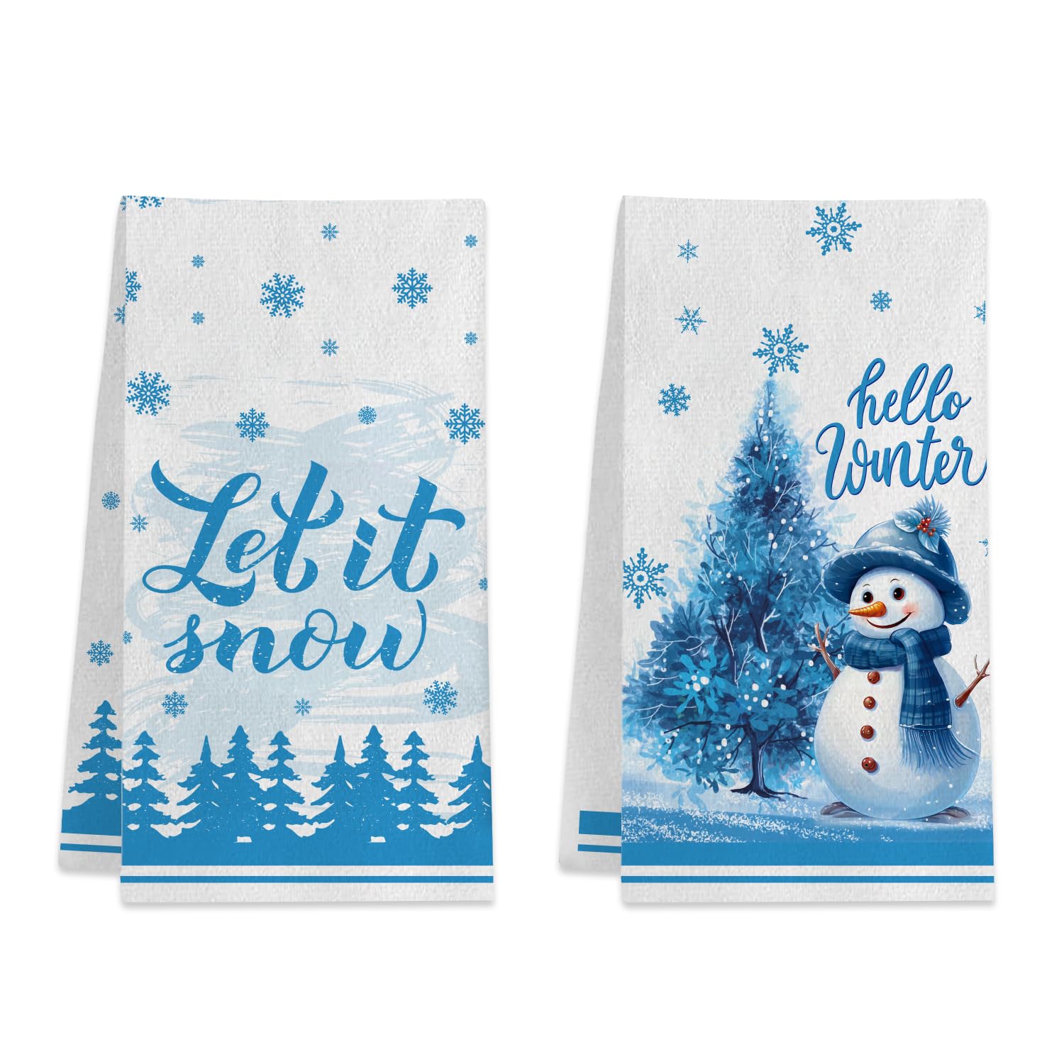 Amazon.com: LARRAZABAL Let it Snow Christmas Kitchen Towels, Blue ...