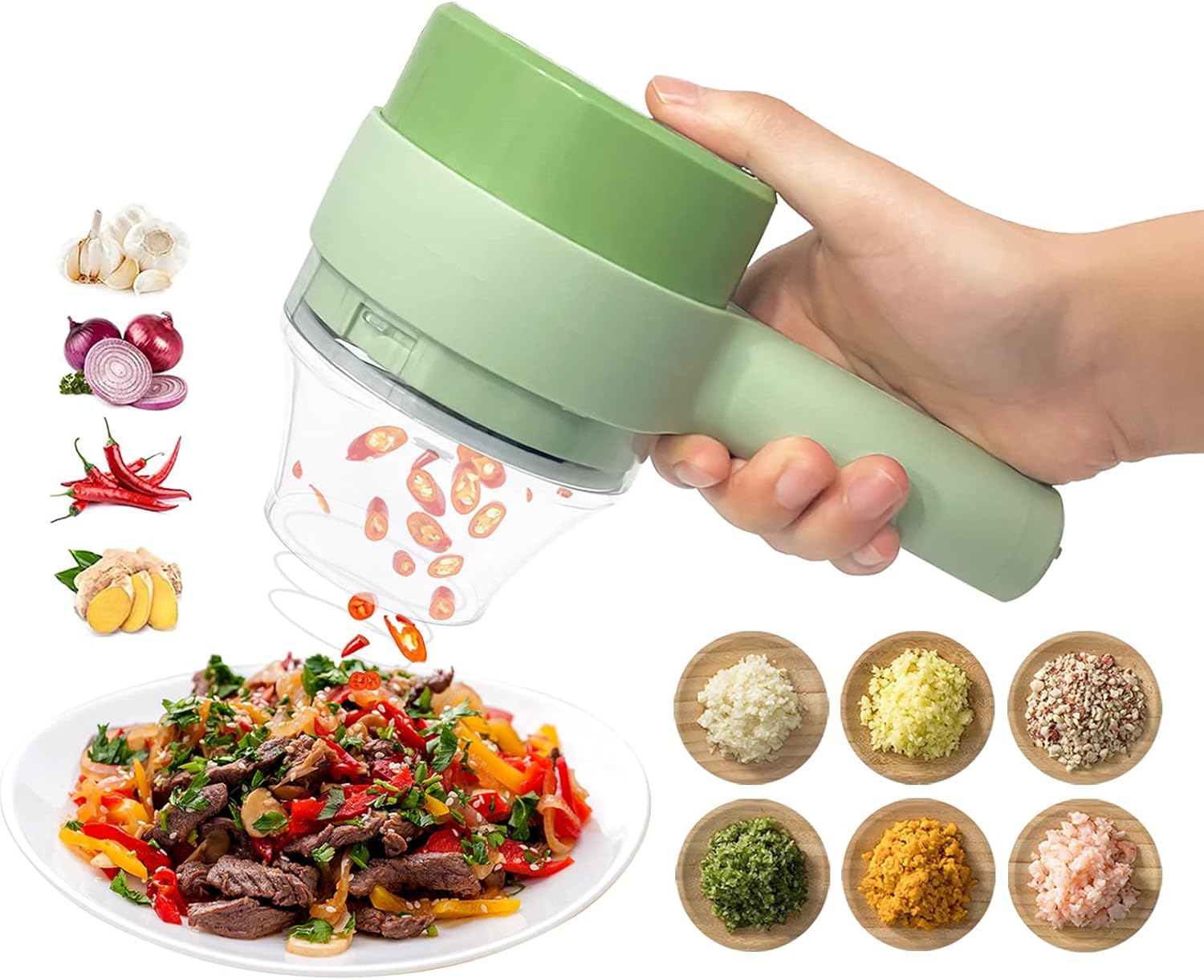 Amazon.com: 4 in 1 Handheld Electric Vegetable Cutter Set, Garlic ...