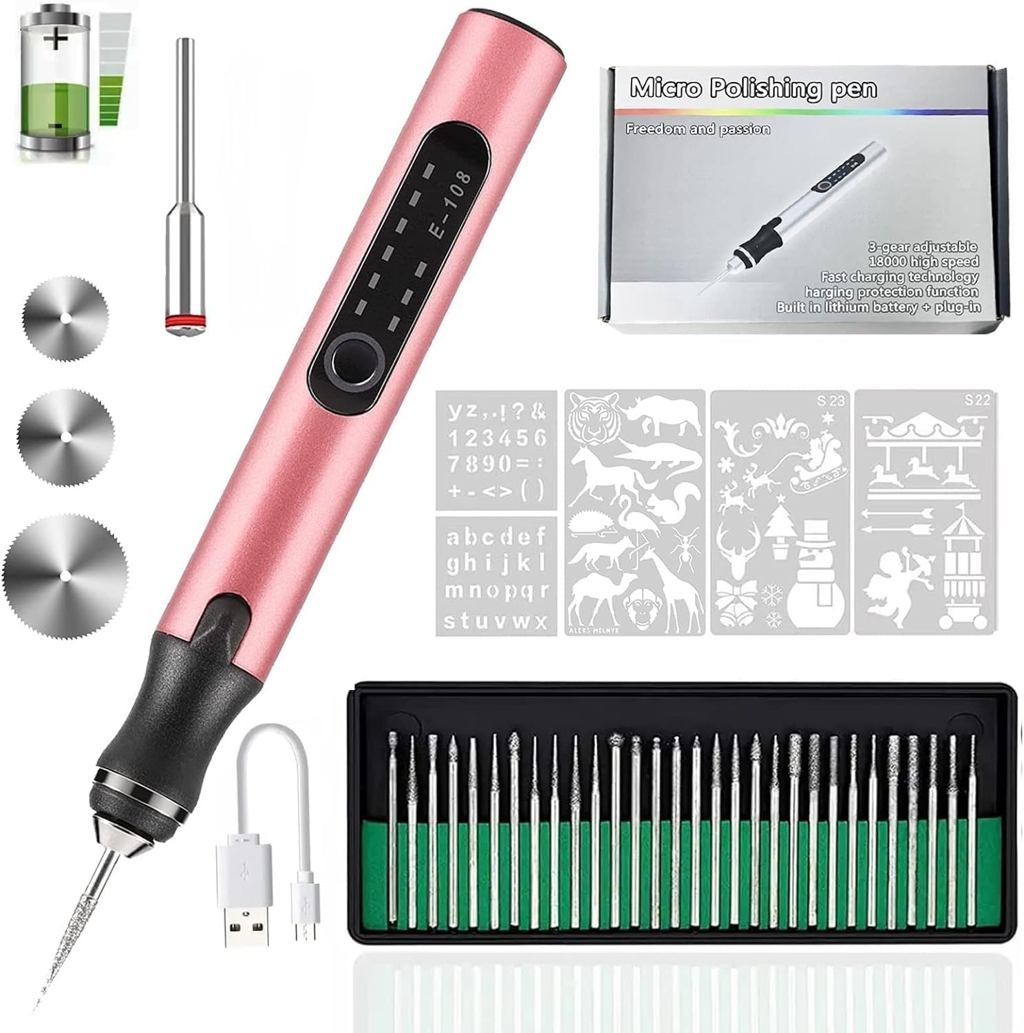 KugobarNe USB Rechargeable Engraving Pen 35 Bits, Mini Engraver Pen All ...