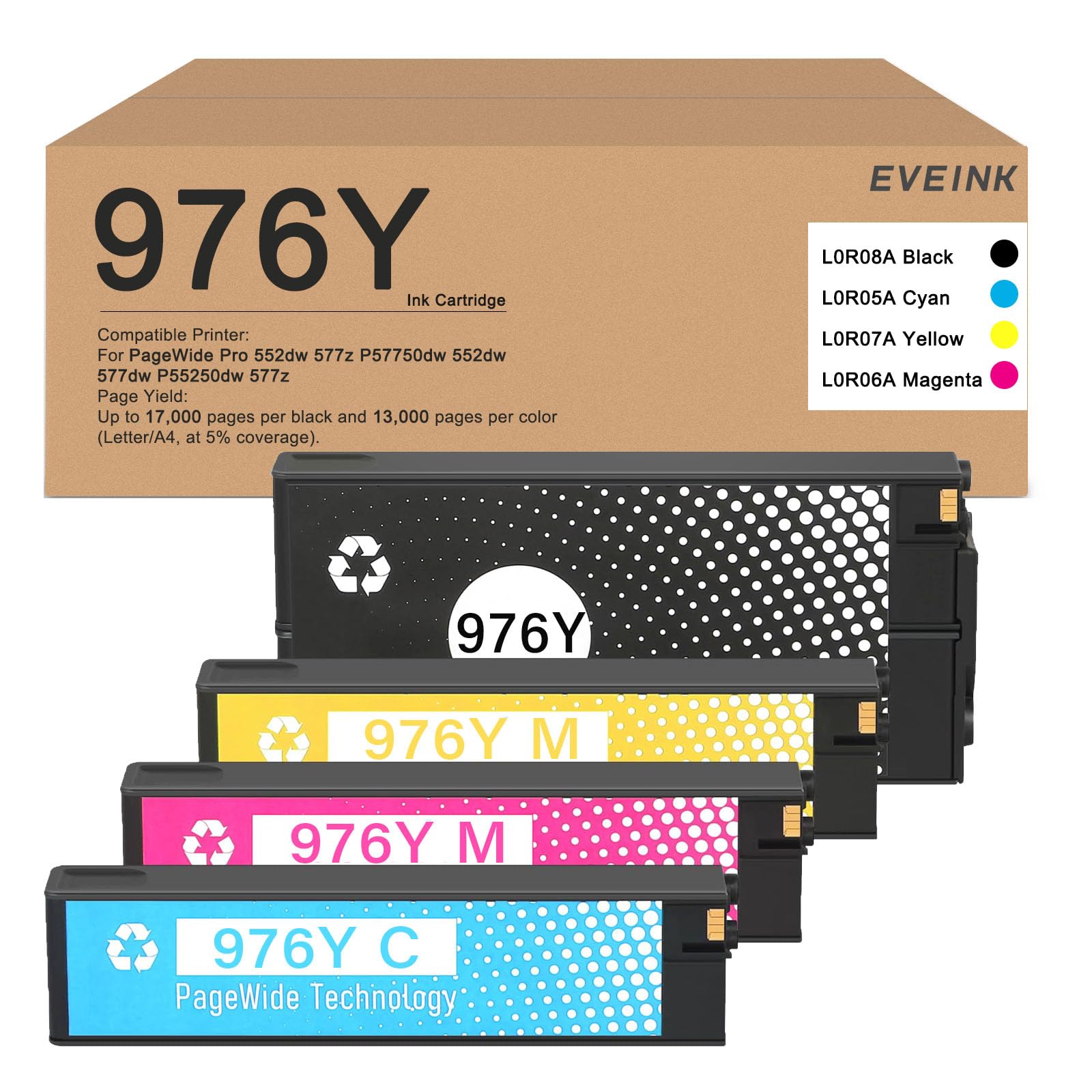 Amazon.com: EVEINK 976Y Ink Cartridge Extra High Yield Replacement for 976Y L0R05A L0R06A L0R07A ...