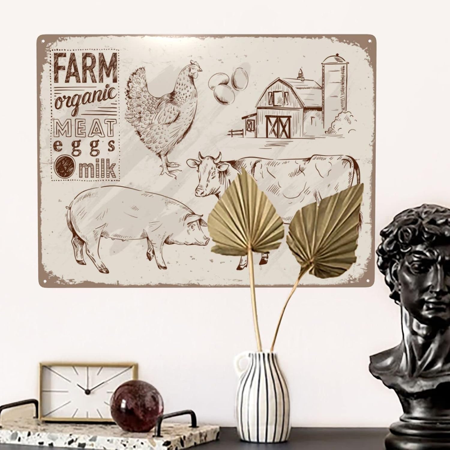 Gerite Letrero de metal con guía de campo de animales de granja, póster ...