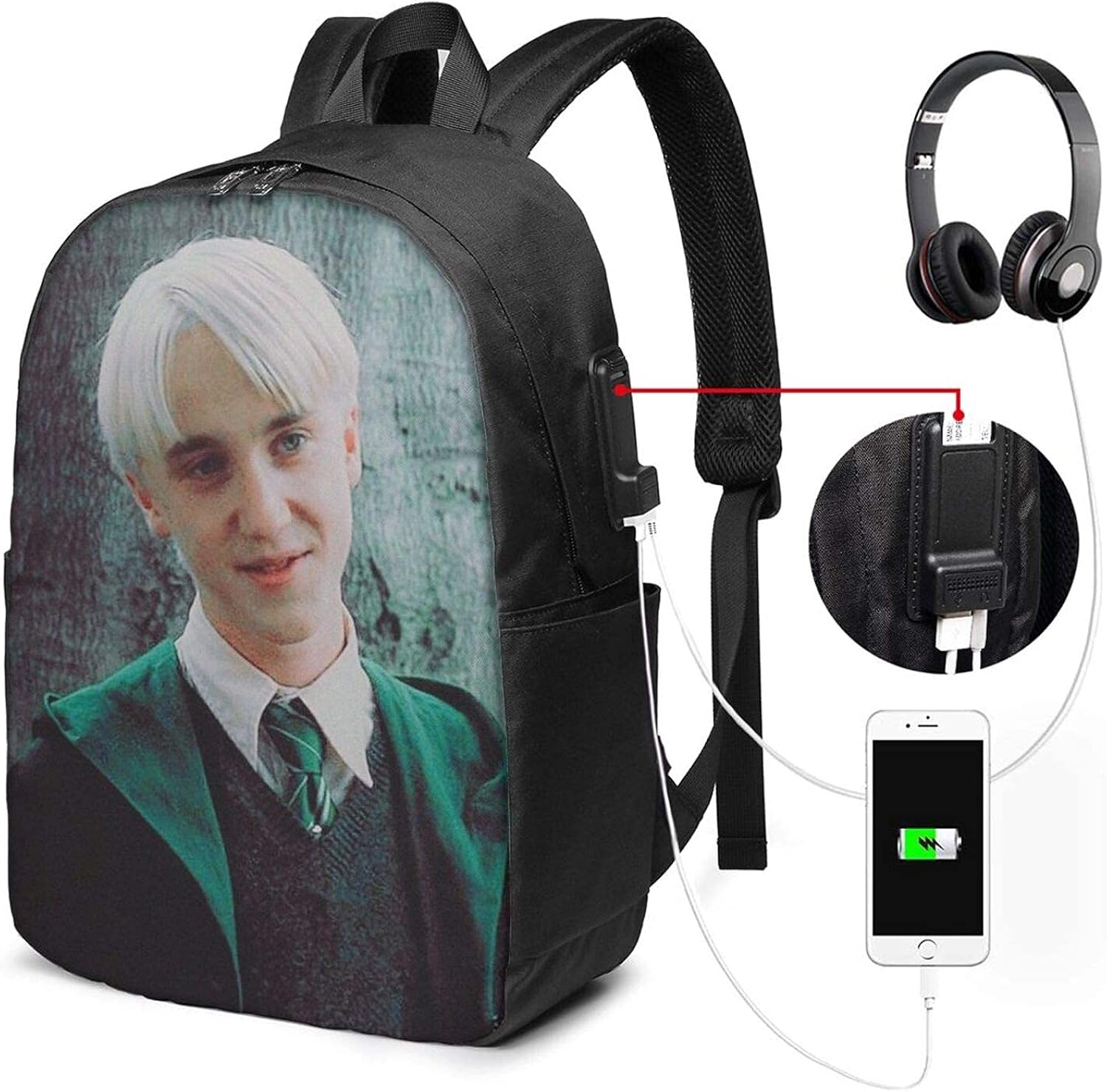 VJSDIUD USB Rucksack Unisex Durable Waterproof Bookbag Draco Malfoy vjsdiud-usb-rucksack-unisex-durable-waterproof-bookbag-draco-malfoy