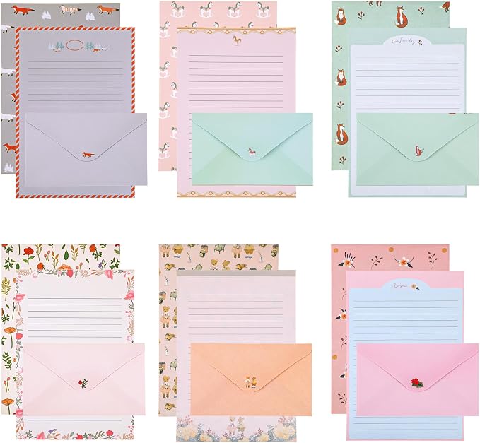 Amazon.com : LIQWEI 54Pcs Stationary Paper and Envelopes, Letter ...