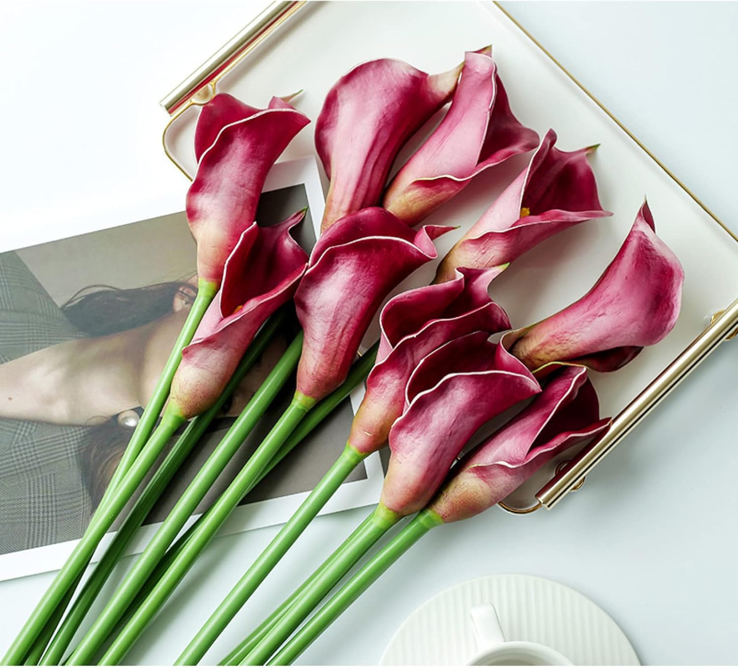 Amazon｜造花 枯れない花 アートフラワー 10本 紫色 オランダカイウ 花 ブーケ インテリア フェイク プレゼント ギフト 卒業式 ...