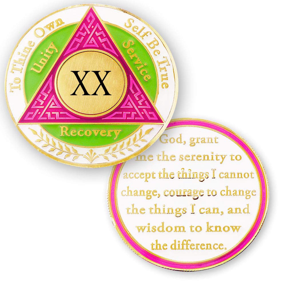 Amazon.com: 20 Year AA Medallions Sobriety Coin - Alcoholics Anonymous ...