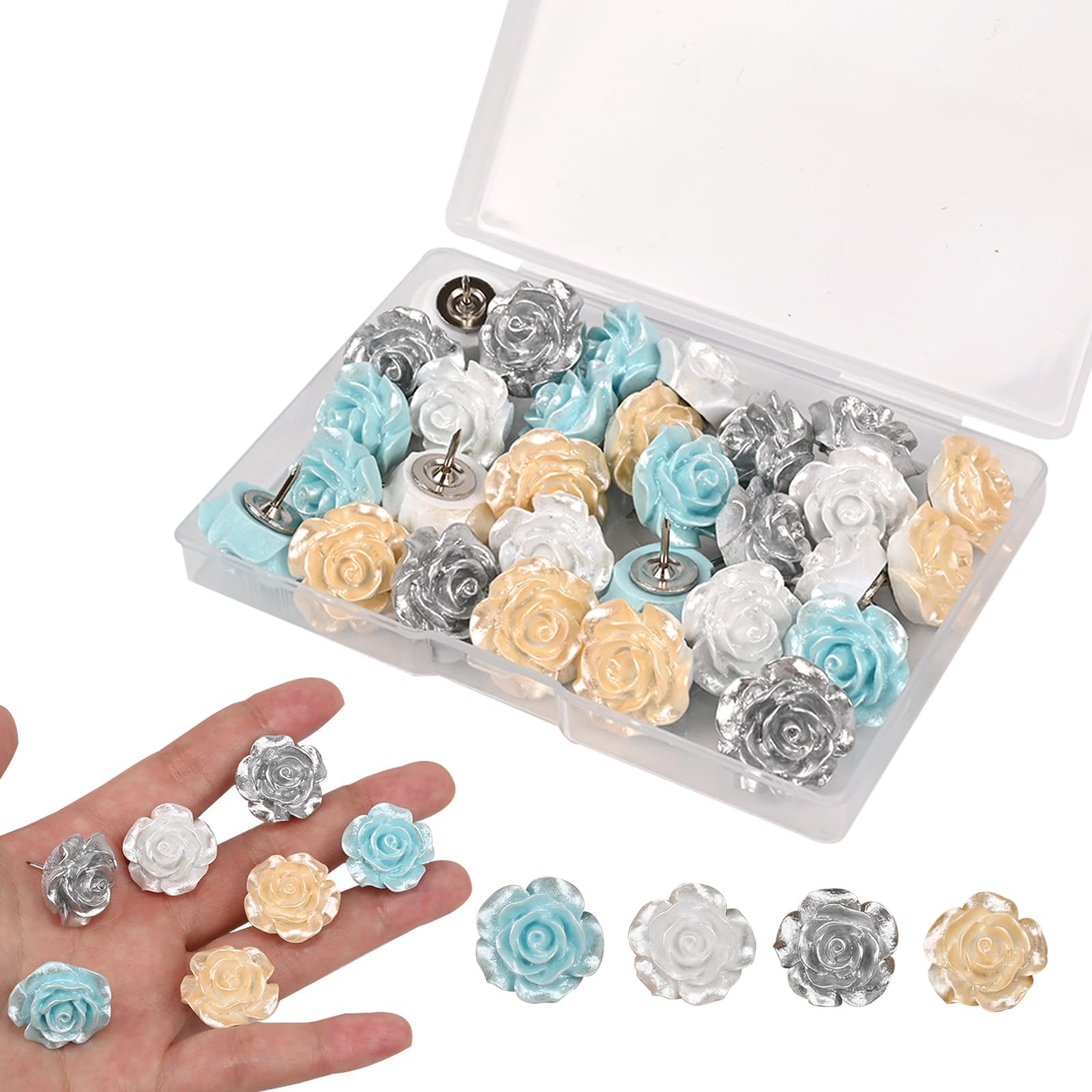 Amazon.com: 30 PCS Flower Push Pins Cute Push Pins for Cork Board ...