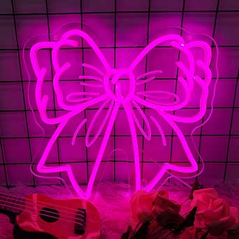 Pink Bow Neon Sign for Wall Decor Room Decor for Women Led Lights for ...