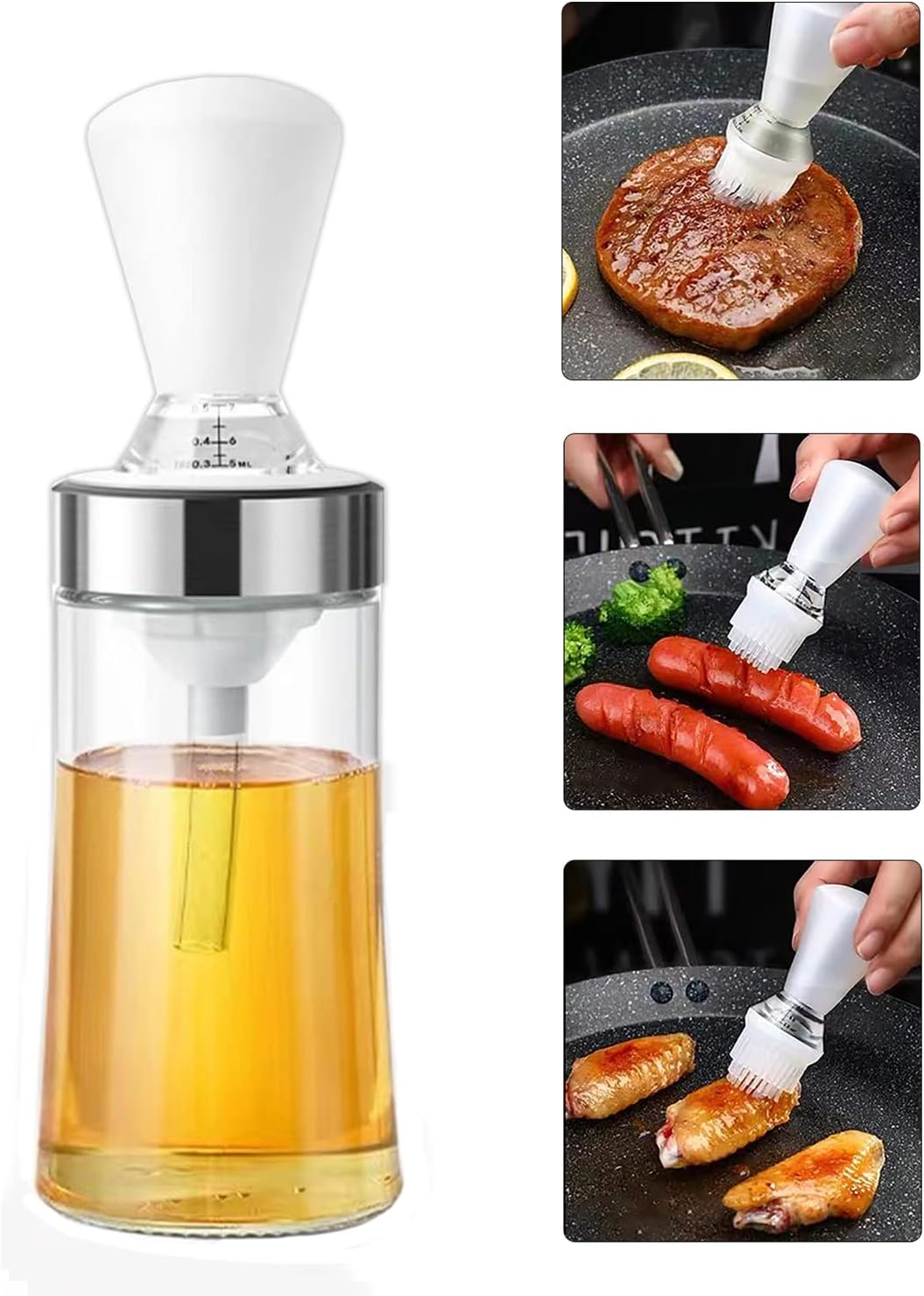 Amazon.com: Plsooy Glass Oil Dispenser with Brush, 2 in 1 Oil Storage ...