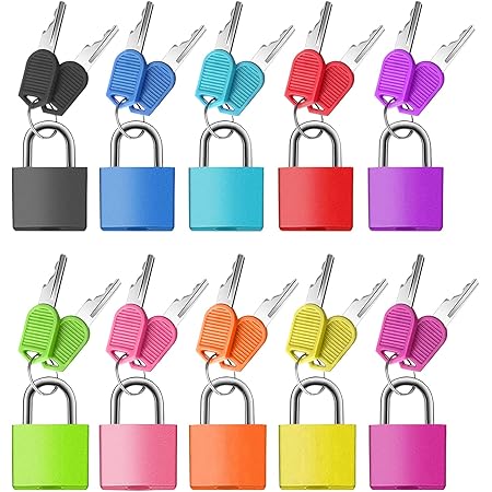 10Pack Suitcase Locks with Keys, 23mm Small Luggage Padlocks Multicolor ...