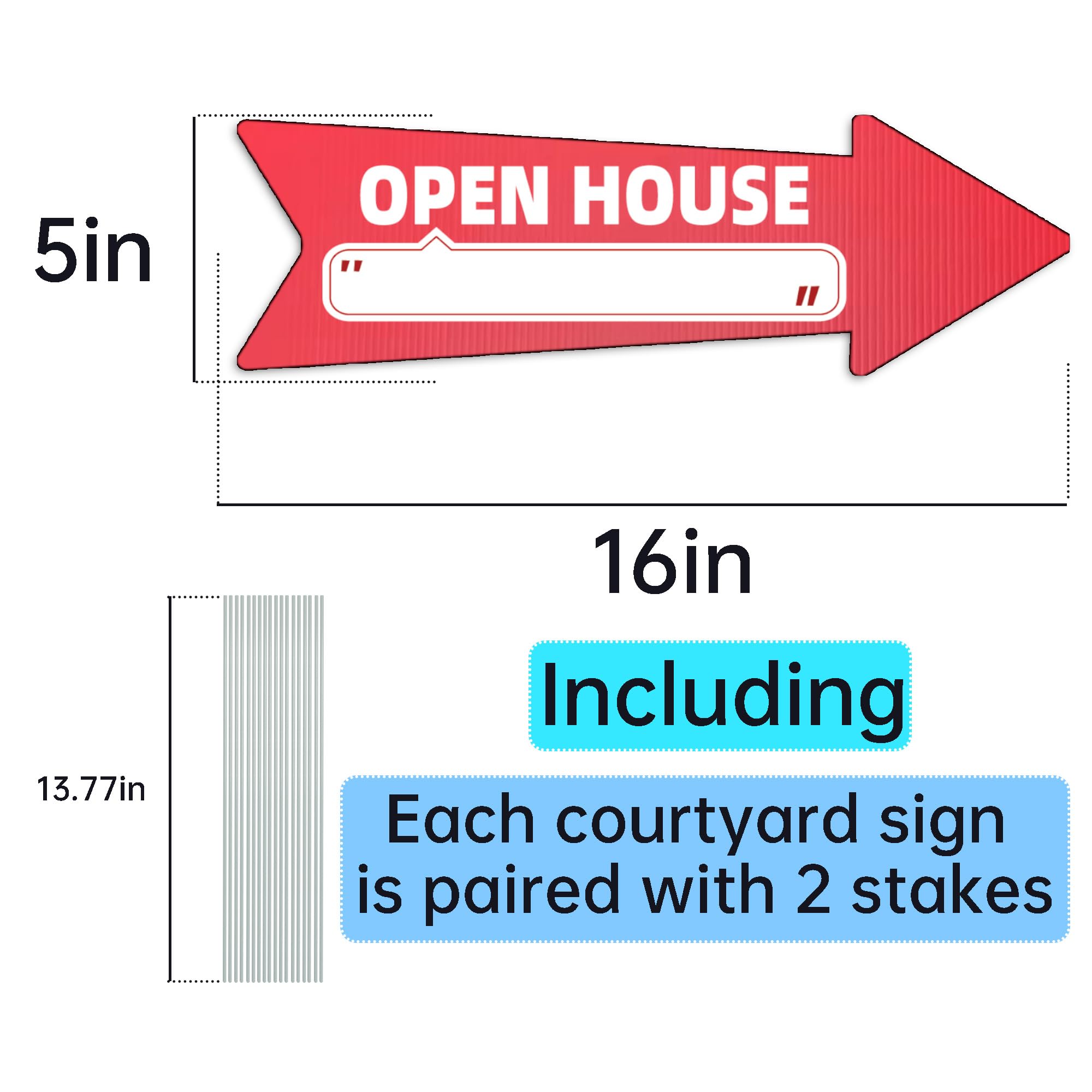 Open House Red Arrow Yard Signs with Stakes-16 x 5 in Double Sided ...