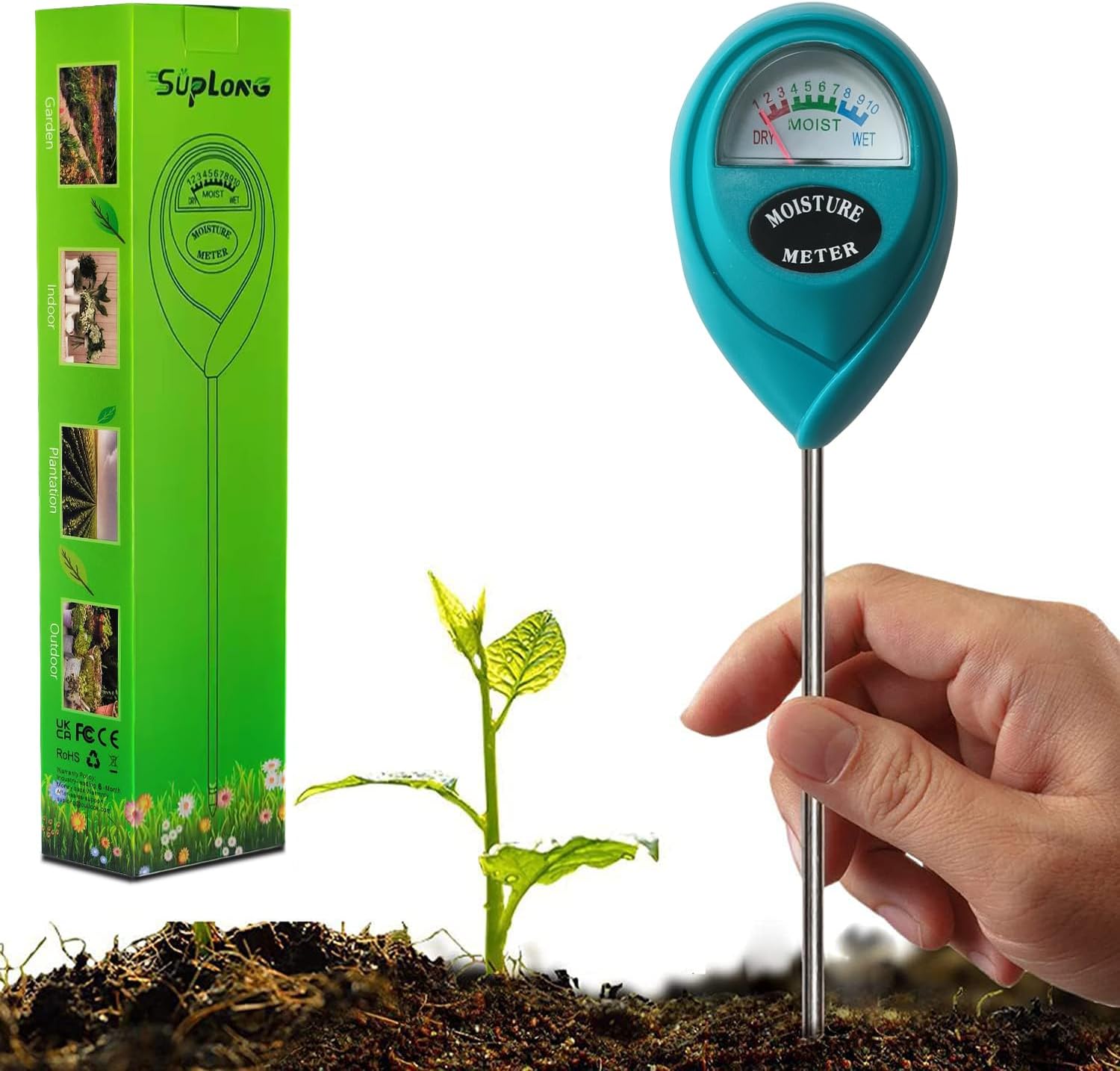 Suplong Soil Moisture Sensor Meter, Moisture Meter for Plants, Plant ...