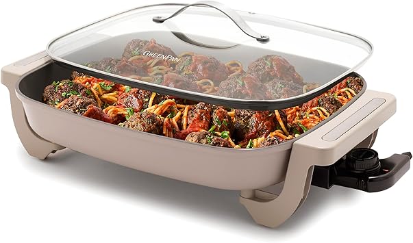 Amazon.com: GreenPan Advanced 12” X 15” Electric Skillet with Lid, 7QT ...
