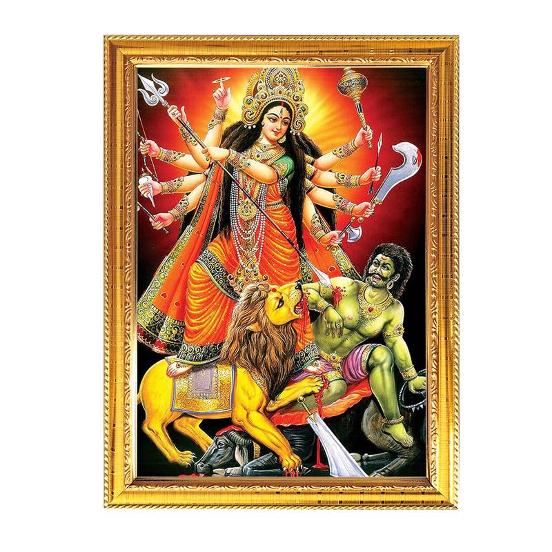 Durga Maa God Photo With Golden Frames For Pooja Indian Worship ...