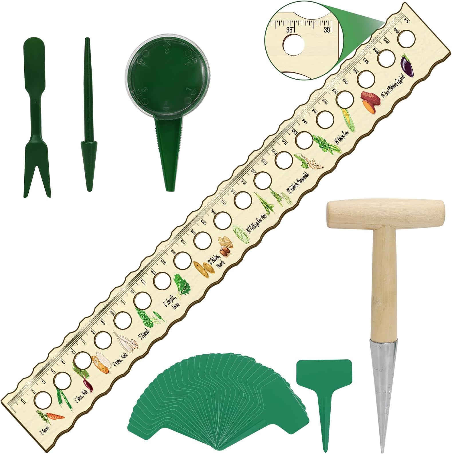 Amazon.com : 39in Wooden Plant Ruler Set,Including Seed Spacing Ruler ...