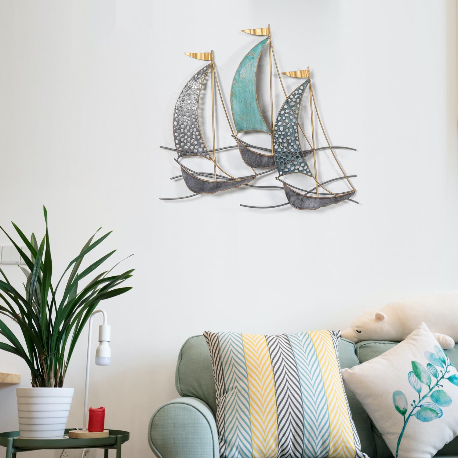 3D Metal Ship Wall Décor, Metal Sailboat Wall Sculpture Nautical Décor ...
