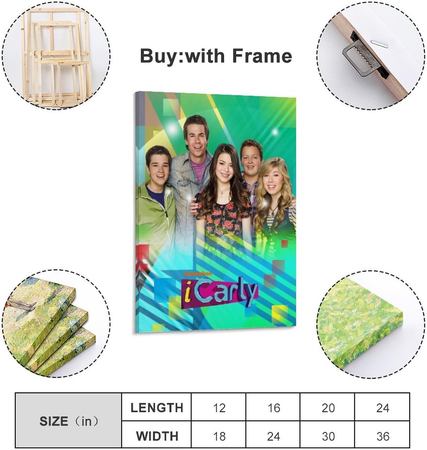 ICarly Póster De Serie De Televisión En Lienzo Para Decoración De Pared ...