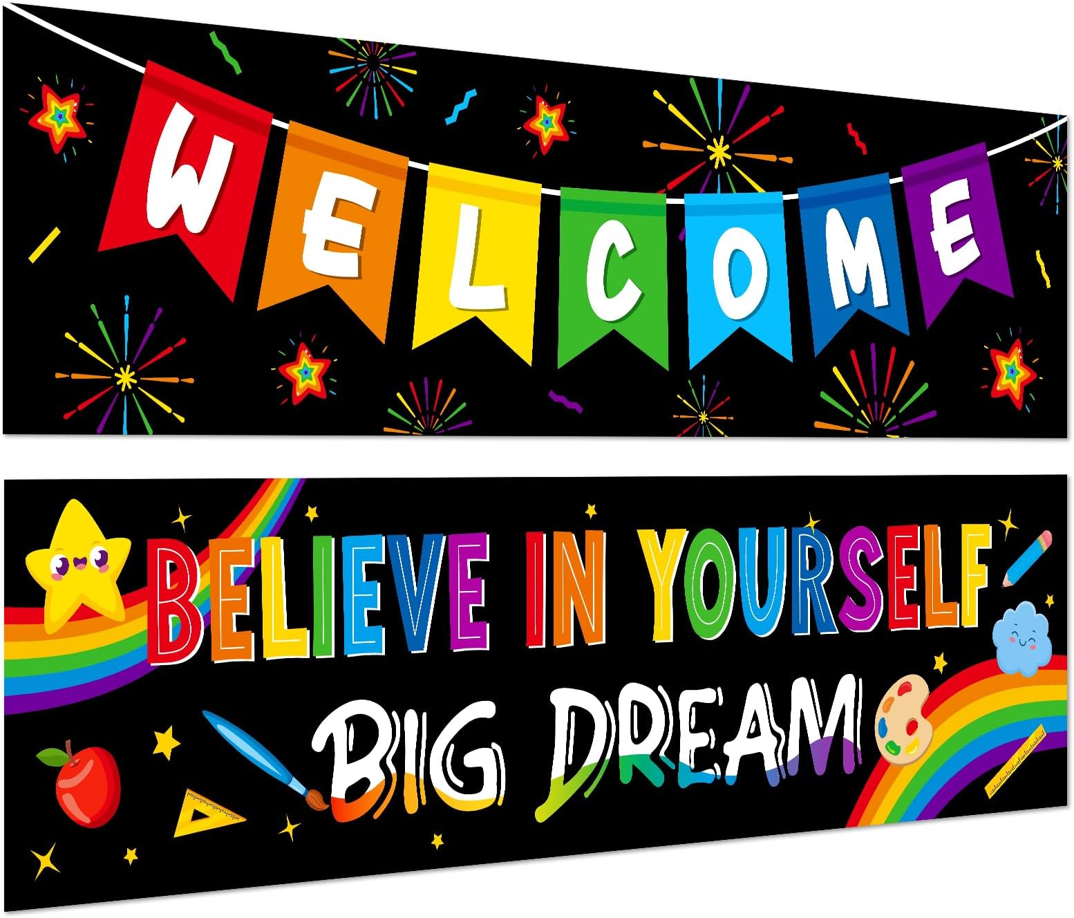 Amazon.com: FaCraft 2PCS Motivational Classroom Banner Decorations ...
