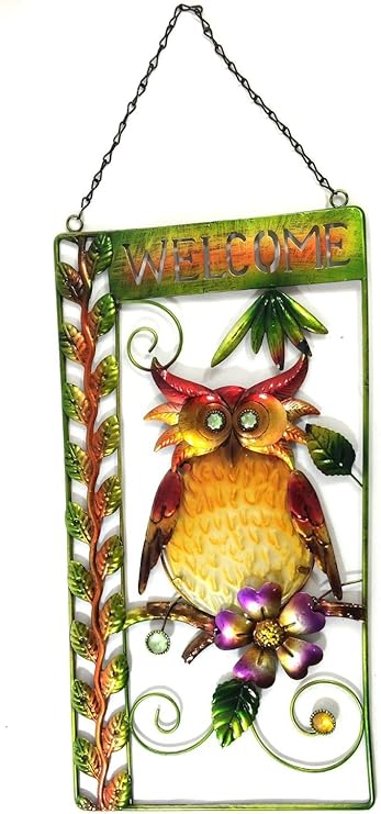 Amazon.com: Bejeweled Display Large Bright Color Owl w/ Stained Glass ...
