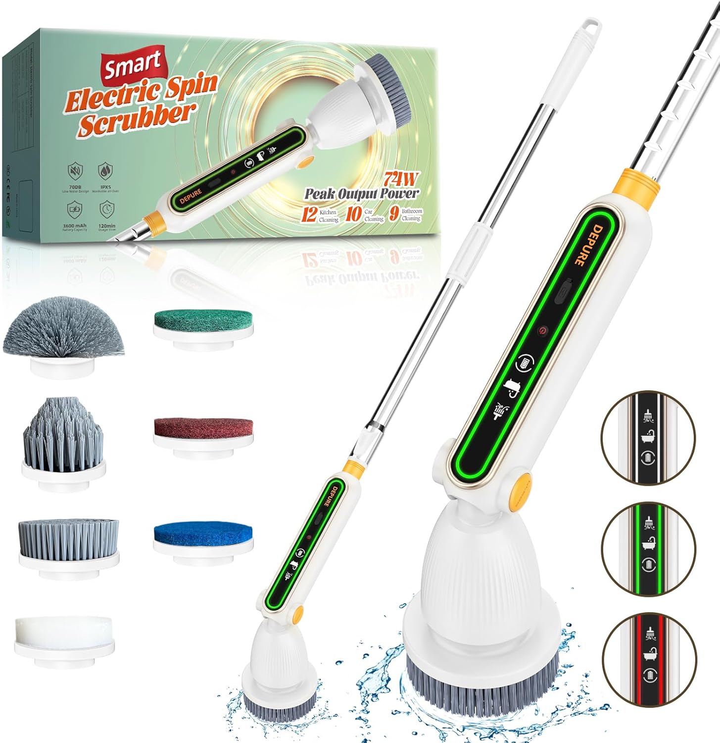 Amazon.com: DEPURE Electric Spin Scrubber, Smart Quiet Cordless Shower ...