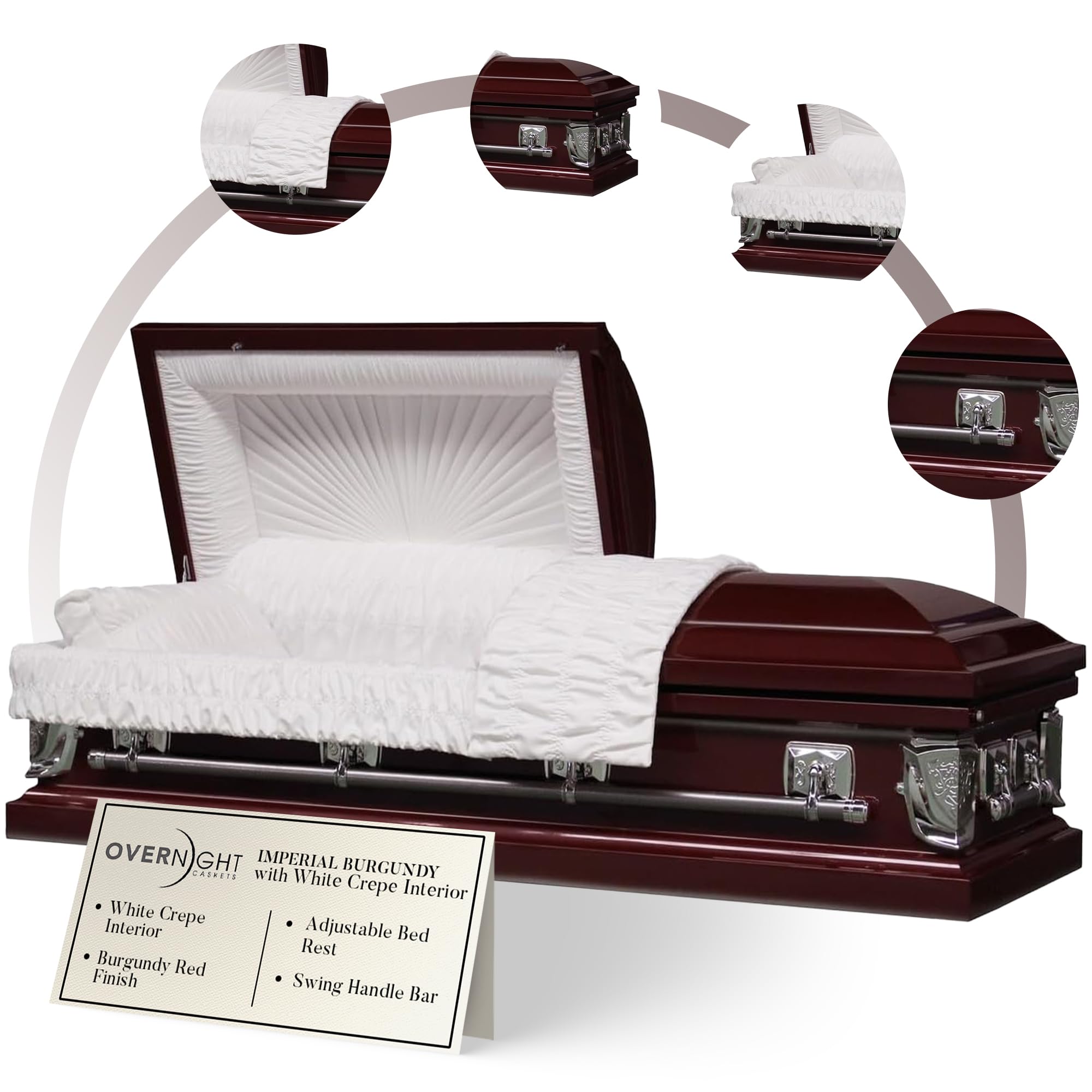 Amazon.com: Overnight Caskets Imperial Metal Funeral Casket Burgundy w ...