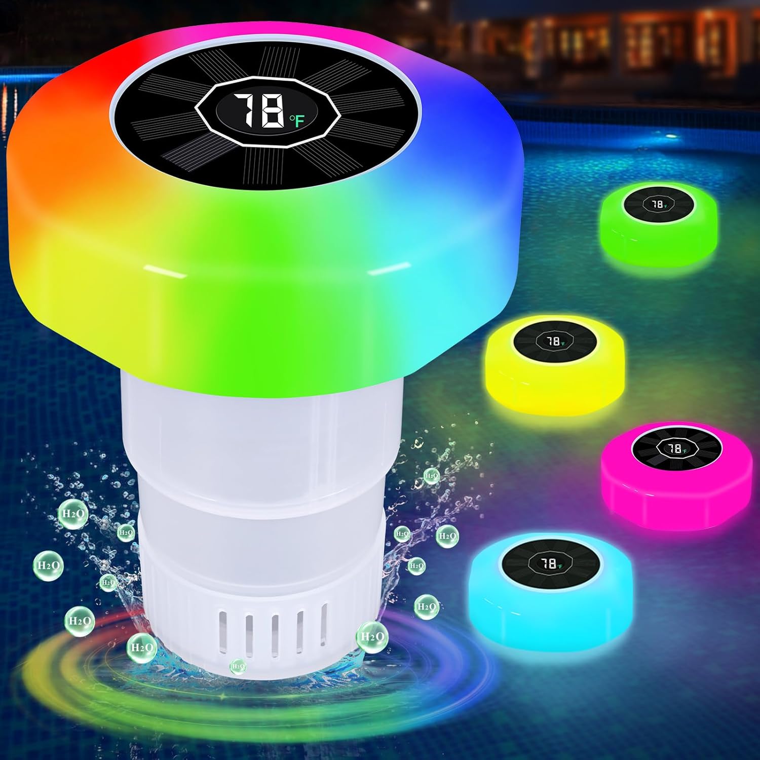 Amazon.com : 2025 New 3-in-1 Solar Pool Chlorine Floater with Light ...