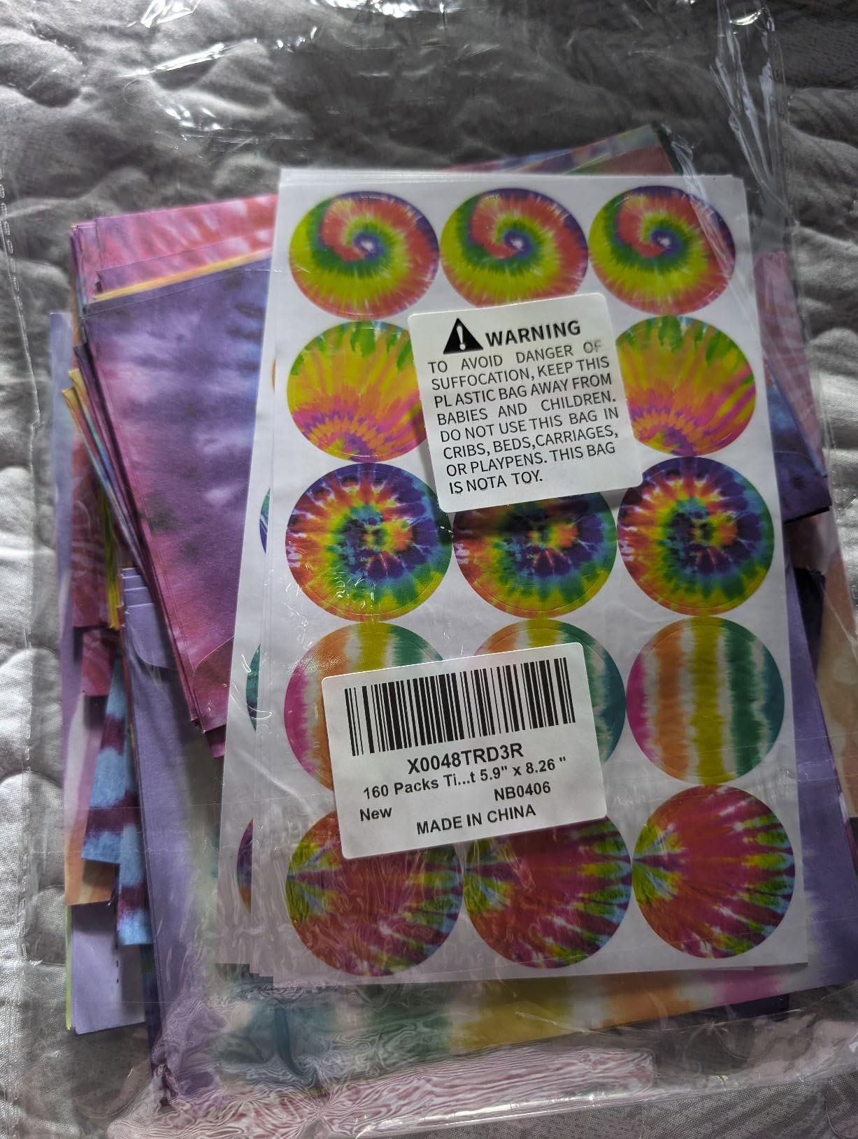 Amazon.com : 160 Packs Tie Dye Stationery Paper Set Rainbow Girl ...