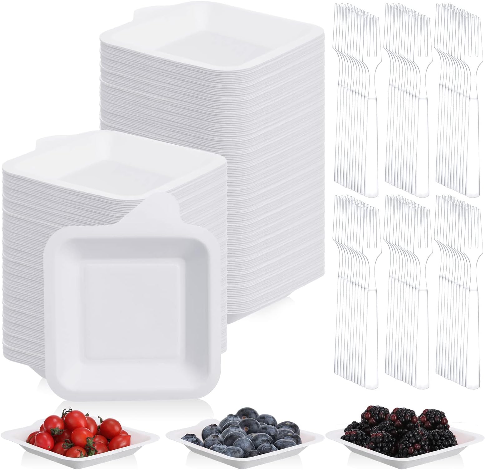 Amazon.com: Eaasty 400 Pcs Disposable Dessert Plates with Clear Forks 4 ...