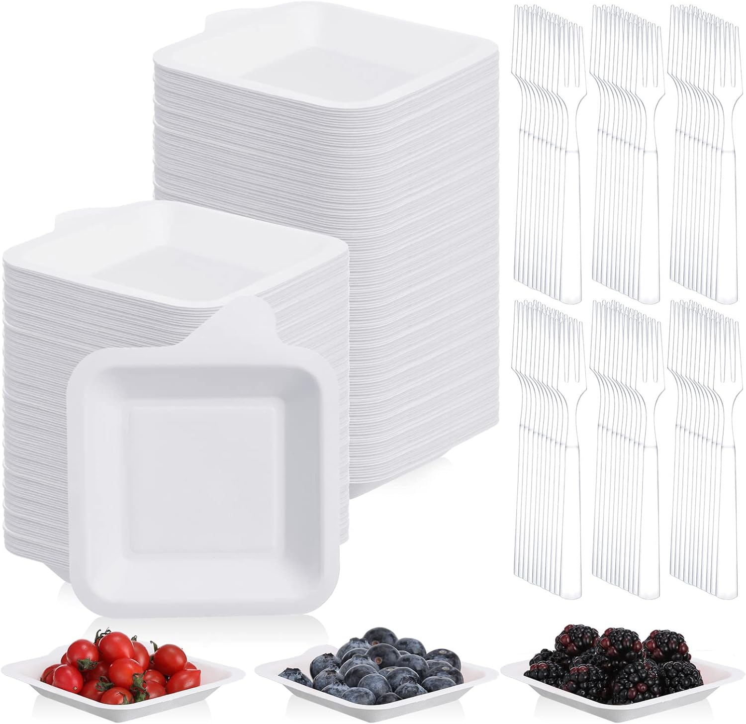 Amazon.com: Eaasty 200 Pcs 4 Inch Square Paper Dessert Plates with 200 ...