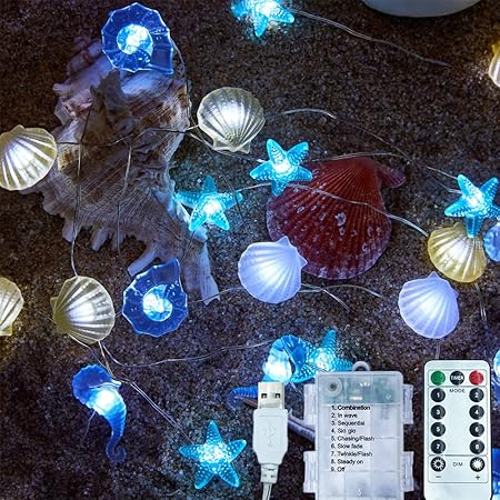 Amazon.com : Starryfill Beach Theme 36 LED String Lights Jellyfish ...