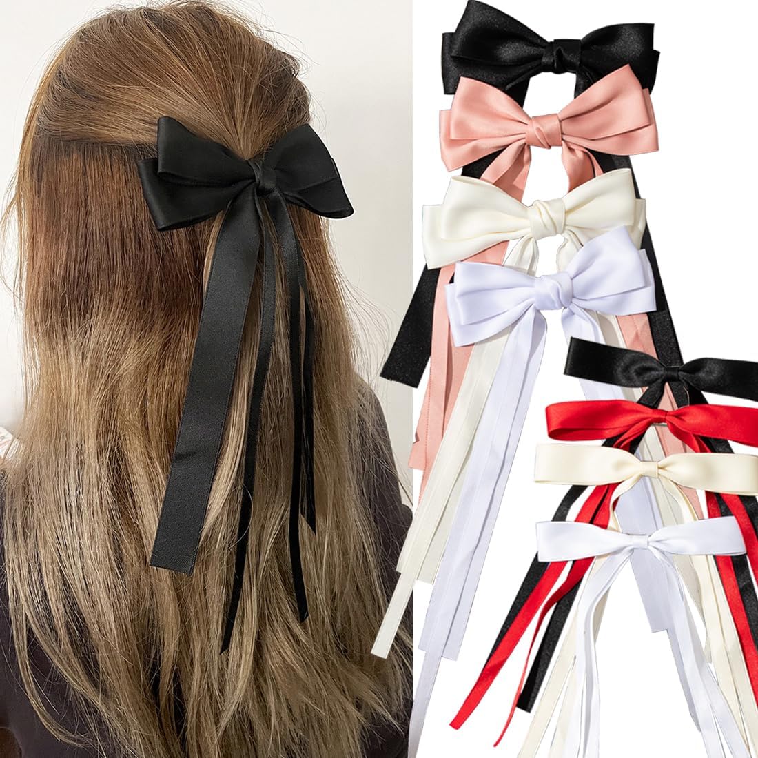 Amazon.com : 8 PCS Hair Bows Clips for Women and Girls - Bow-knot Clips ...