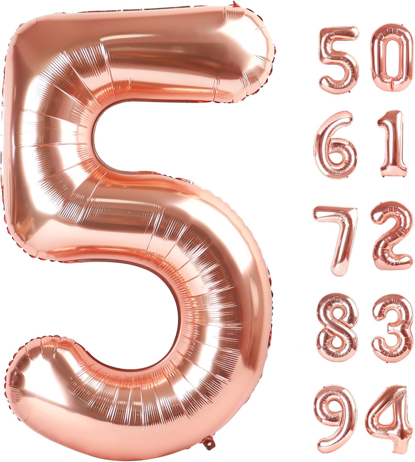 Amazon.com: Rose Gold 5 Balloon, Number Balloons 40 Inch, 5th Birthday ...