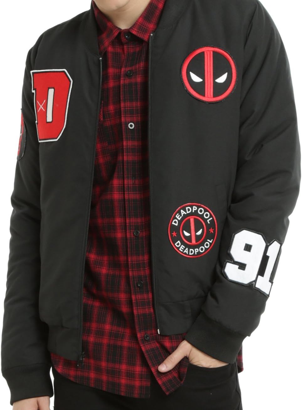 Marvels Deadpool Mens Bomber Jacket at Amazon Men’s Clothing store