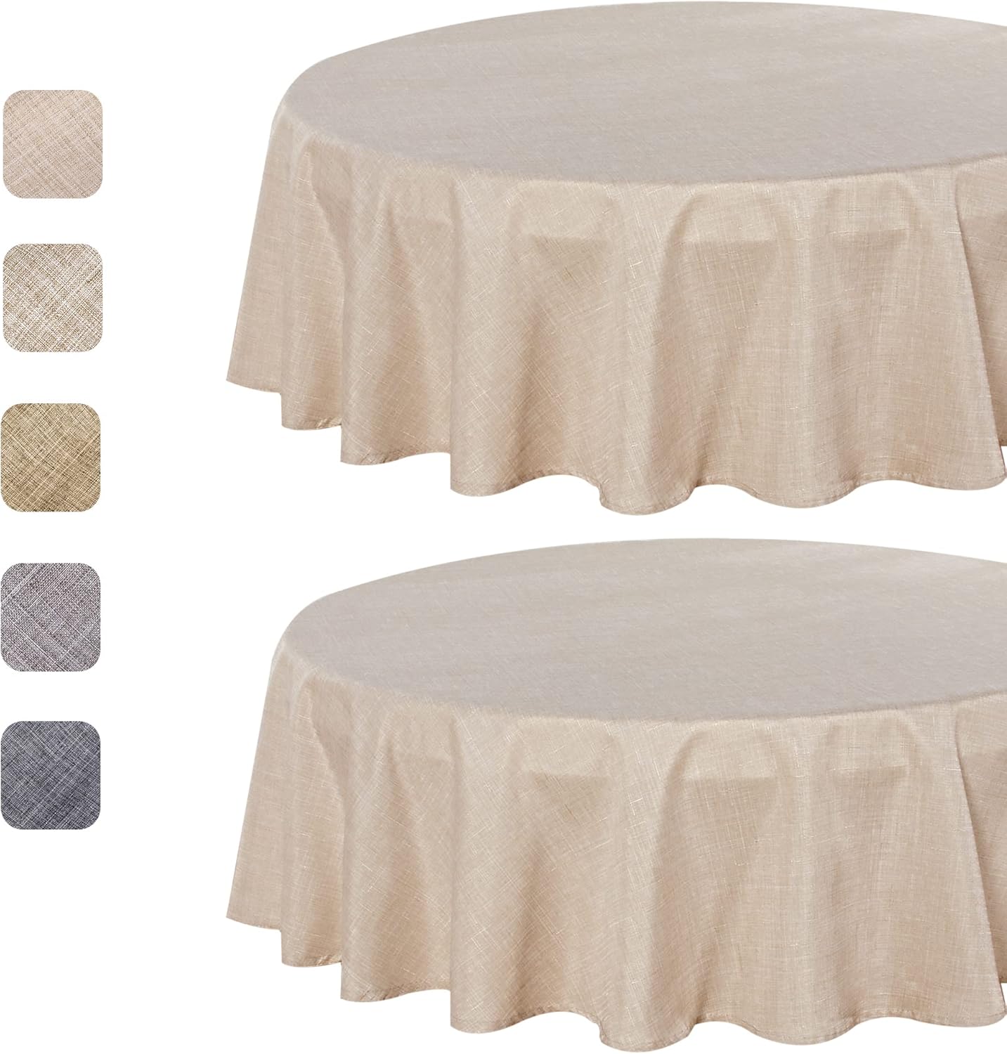 Amazon.com: Fitable Linen Textured Beige Round Tablecloths 60 Inches ...