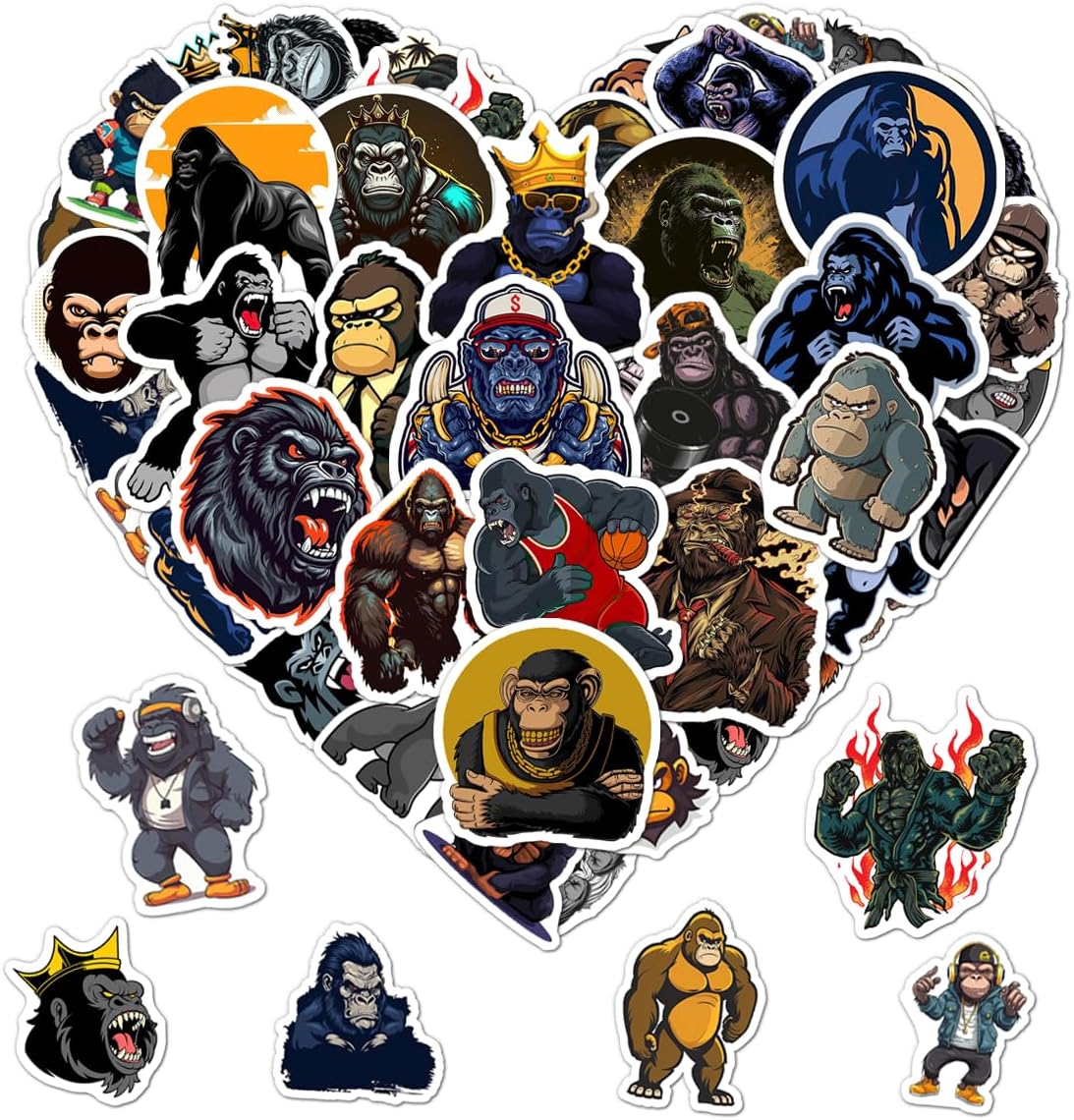 Amazon.com: Pack 50 Pcs Funny Animal Monkey Gorilla Stickers for Water ...