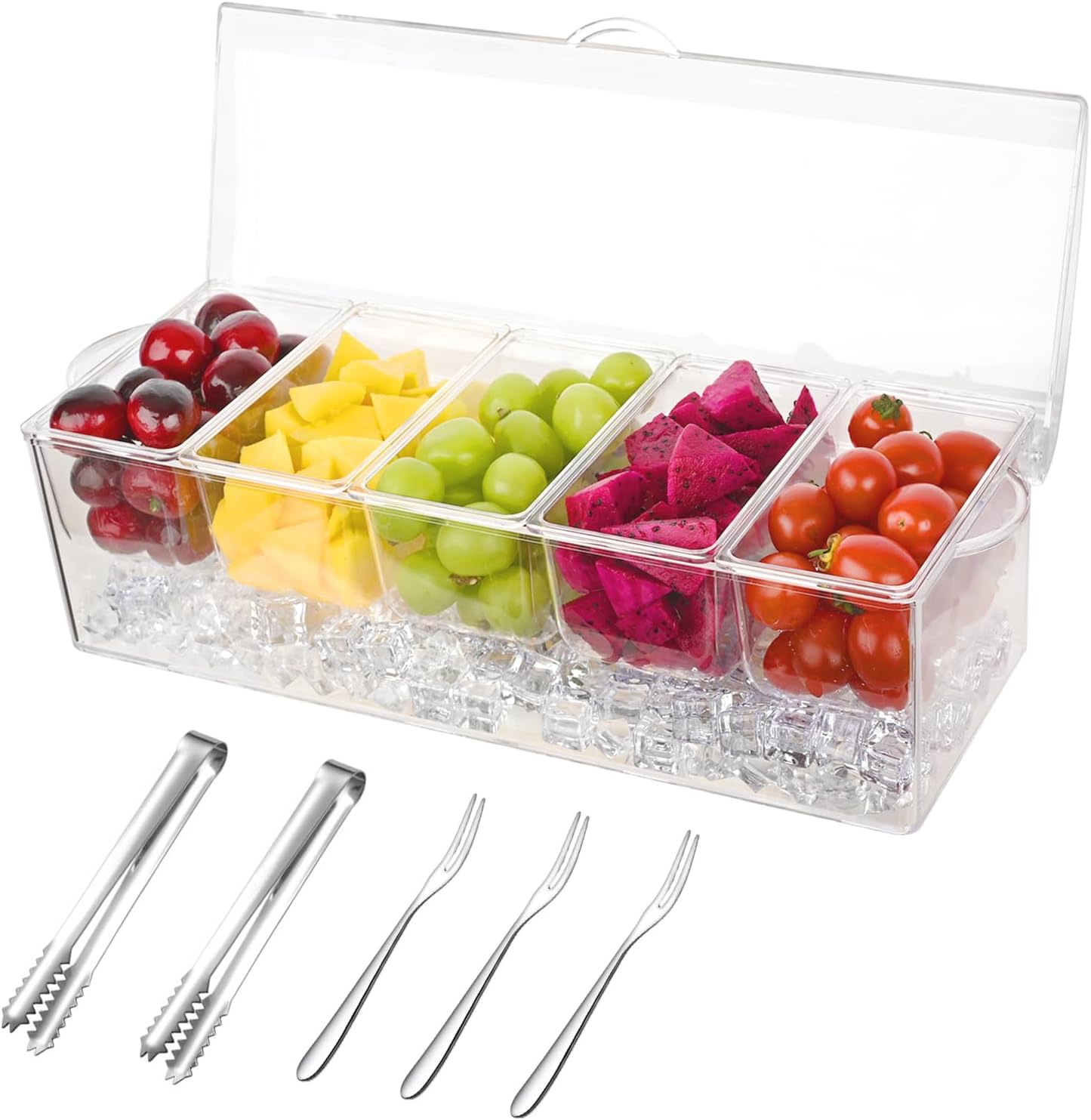 Amazon.com: Newbro Chilled Condiment Server Clear, Serving Bar Tray ...