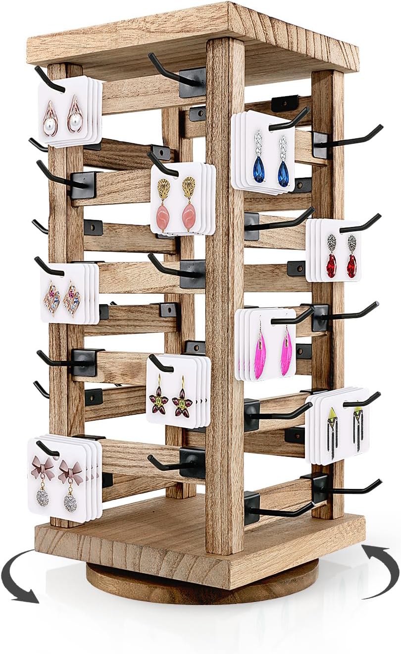 Amazon.com: Fumingpal Wood Rotating Jewelry Display Stand, Wooden ...