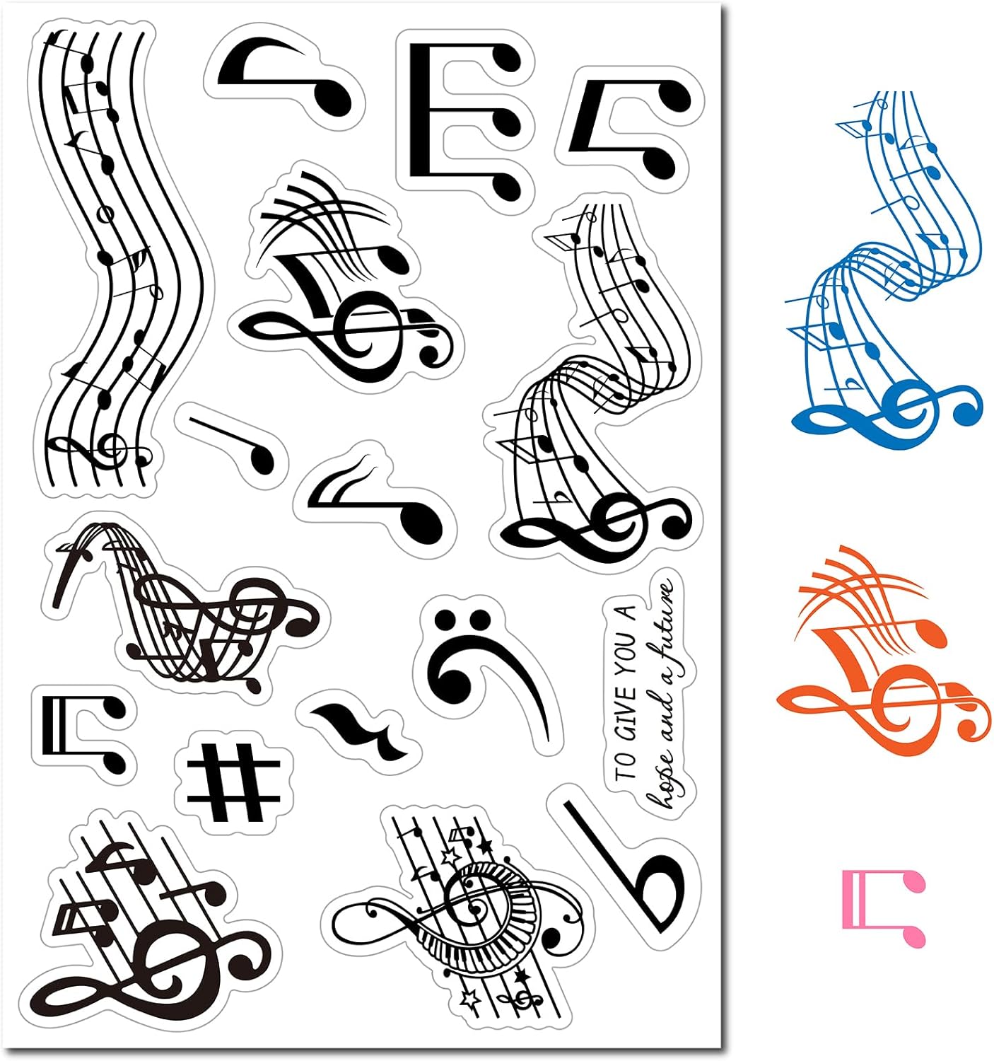 Amazon.com: CRASPIRE Musical Note Clear Rubber Stamps Staff Transparent ...