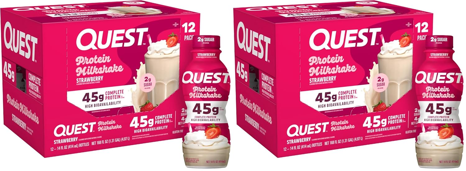 Amazon.com: Quest Nutrition Strawberry Protein Shake, 45g Protein, 2g ...
