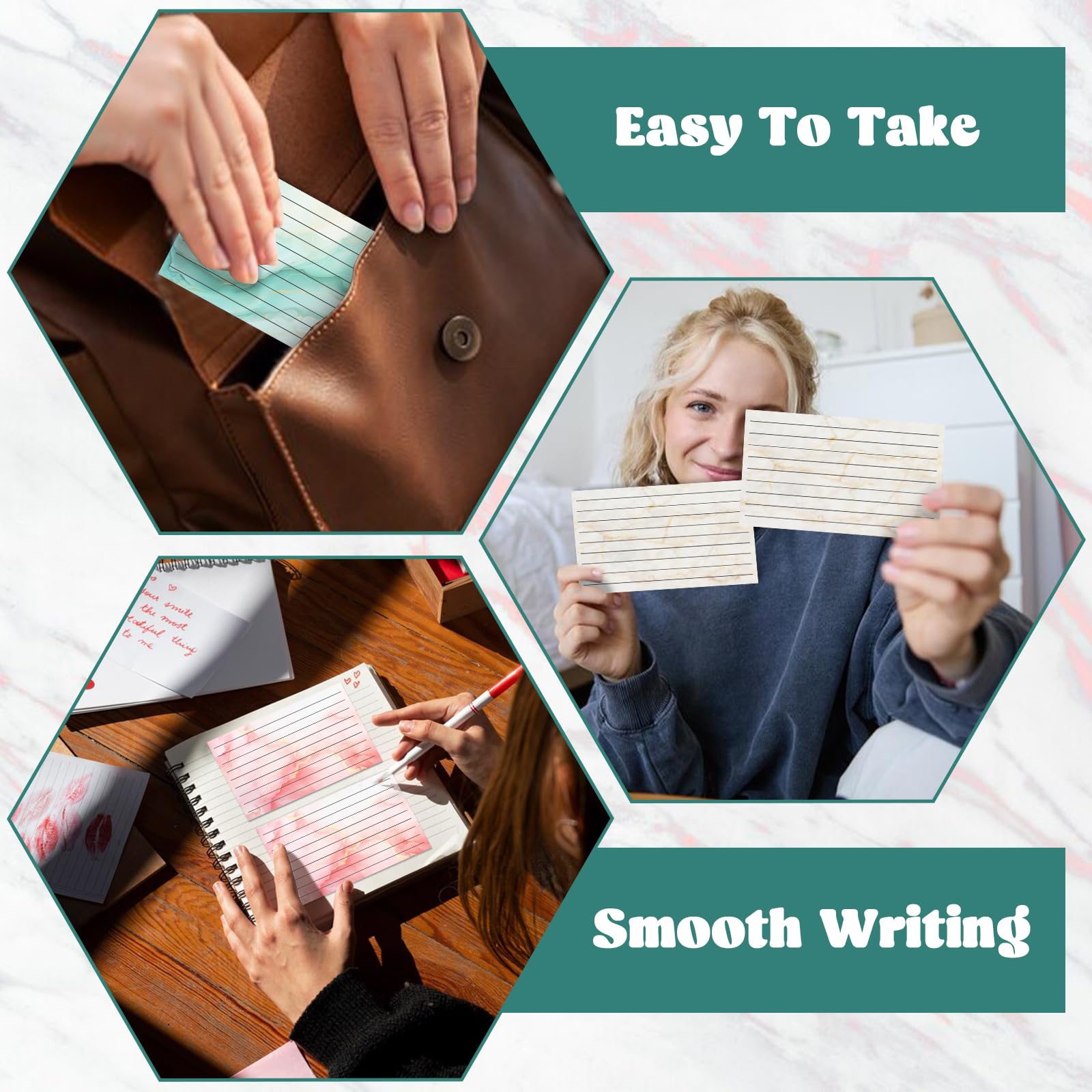 Snapklik.com : 300 Pack Colored Index Cards 3x5 Marble Notecards Lined ...