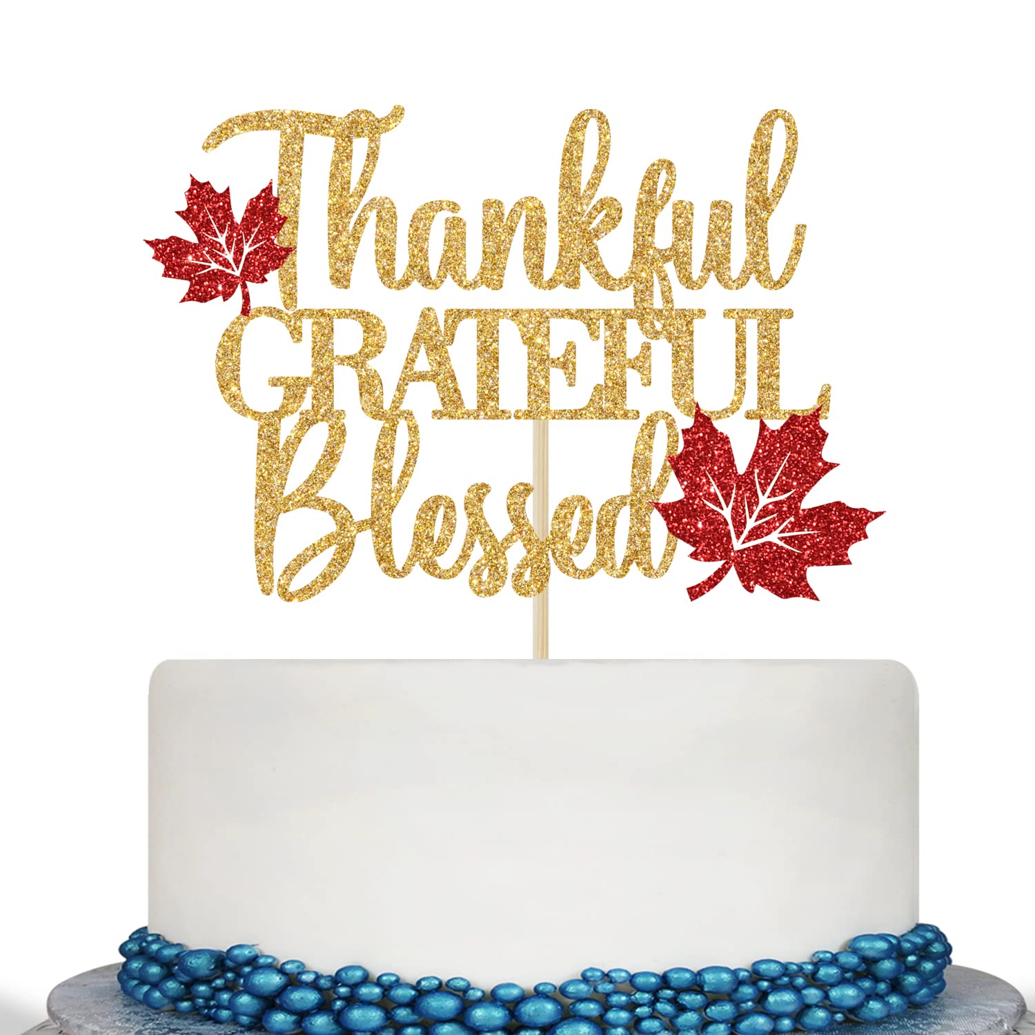 Amazon.com: Thankful Grateful Blessed Cake Topper - Thanksgiving Cake ...