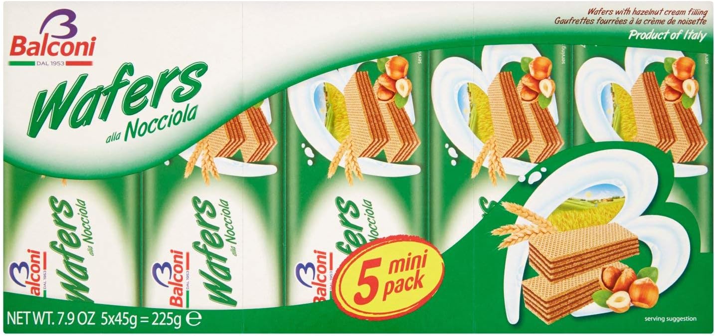 Balconi Wafers Multi Hazelnut 5 x 45G (Promo Pack) : Buy Online at Best ...