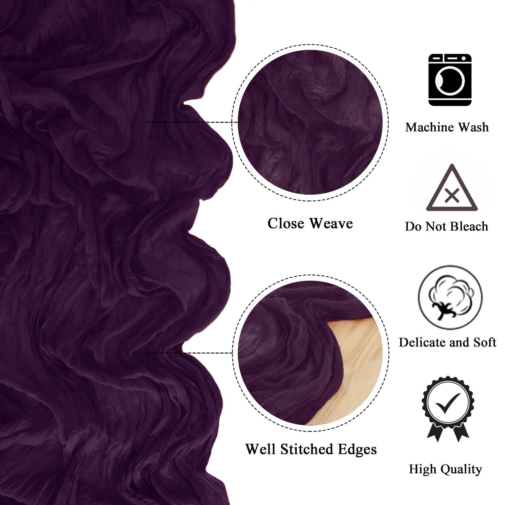 Snapklik.com : Purple Cheesecloth Table Runner Bulk 10FT Boho Gauze ...